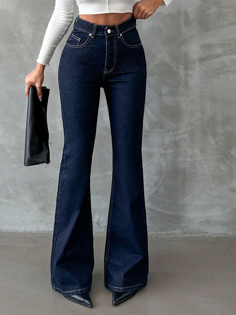 Classic Dark Blue Washed Bootcut Jeans