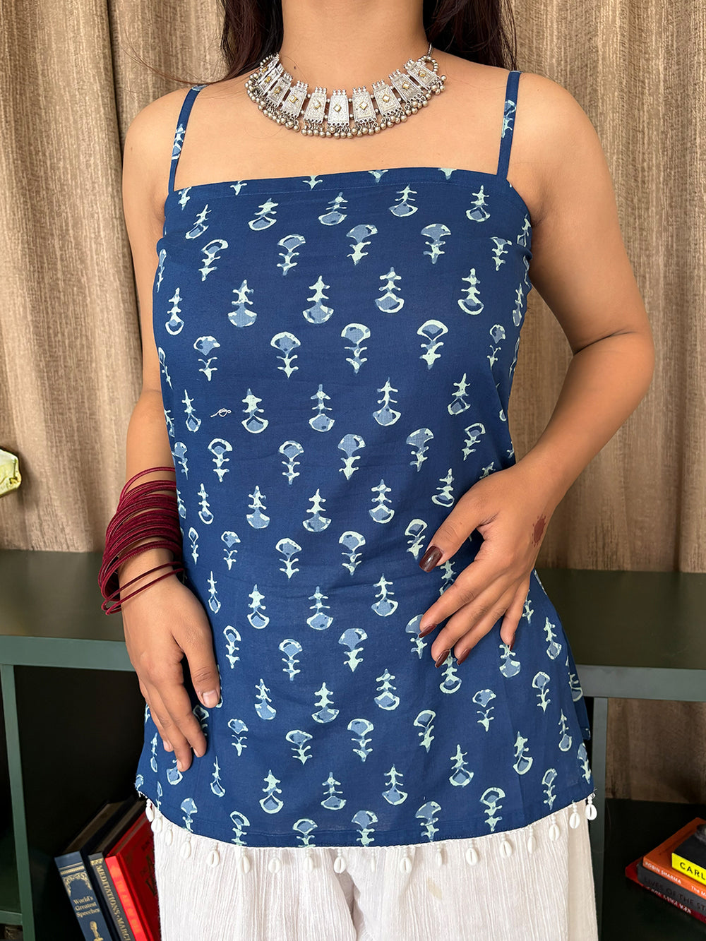 Naina Noodle Strap Shell Lace Kurti