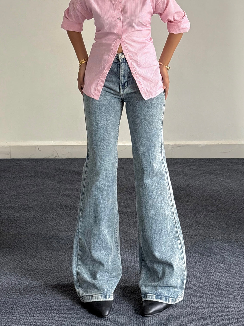 Premium Retro Blue Tinted Bootcut Jeans